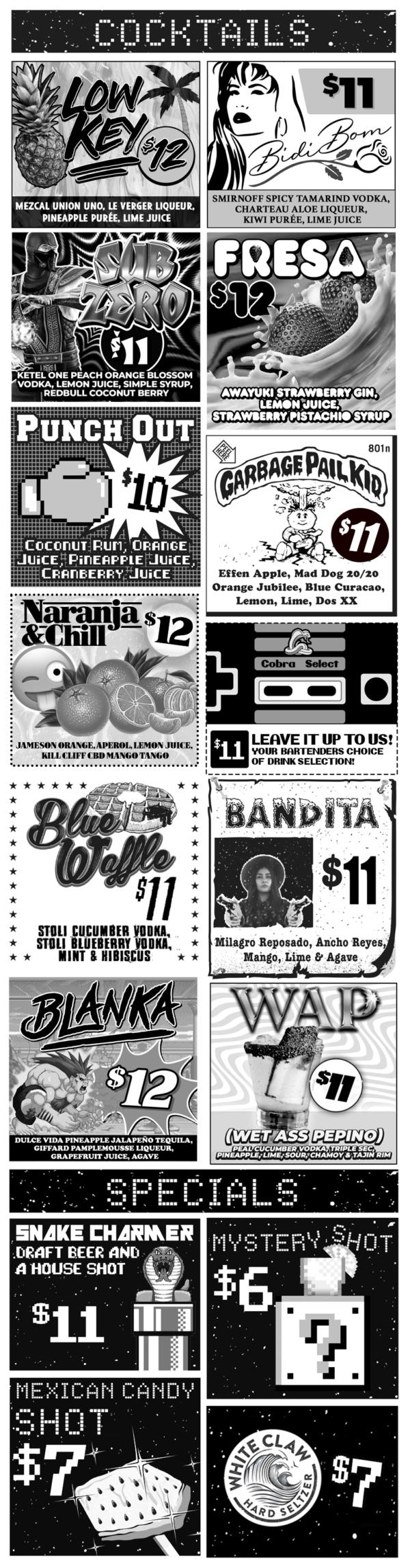 Cobra Phoenix Menu - Cobra Arcade Bar